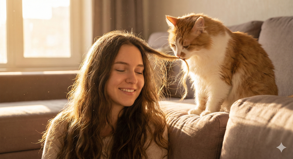 Why Does My Cat Bite My Hair? It's a Sign of Affection - Lady N US